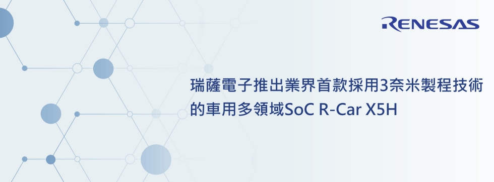 瑞薩電子推出業界首款採用3奈米製程技術的車用多領域SoC R-Car X5H | 茂綸股份有限公司